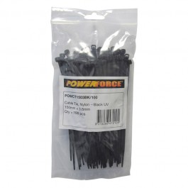 Powerforce Cable Tie Black 150mm x 3.6mm Pack of 100 | ToolHub.com.au