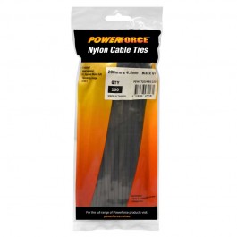 Powerforce Cable Tie Black 200mm x 4.8mm Pack of 100 | ToolHub.com.au
