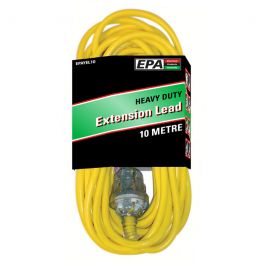 EPA Extension Lead, 10A Cable, 10 Amp Plug, Yellow 10m | ToolHub.com.au